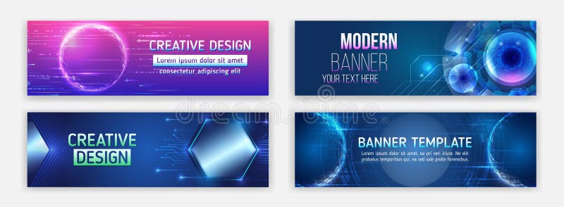 Modern Banner Design with Technology Element. Data Protection, Internet ...