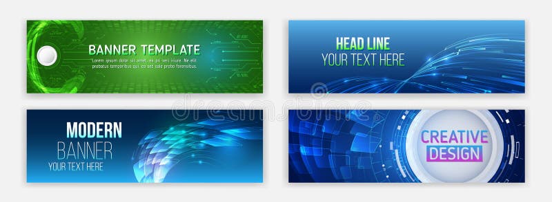 Modern Banner Design with Technology Element. Data Protection, Internet ...