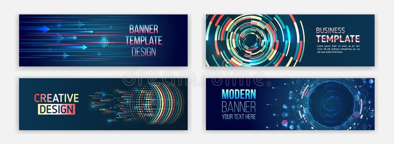 Modern Banner in Hi-tech Style. Set of Web Banner Templates ...