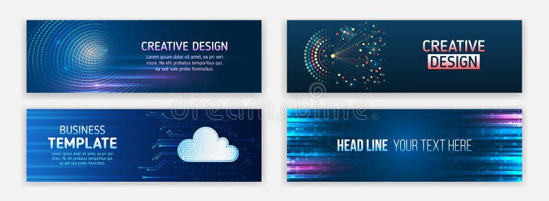 Modern Banner in Hi-tech Style. Set of Web Banner Templates ...