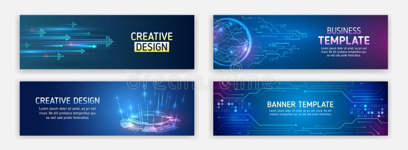 Modern Banner in Hi-tech Style. Set of Web Banner Templates ...