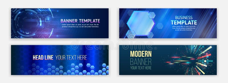 Modern Banner in Hi-tech Style. Set of Web Banner Templates ...