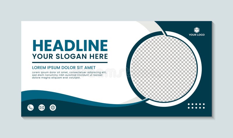 Modern Banner Template Curved Design Blue Background Stock Vector ...