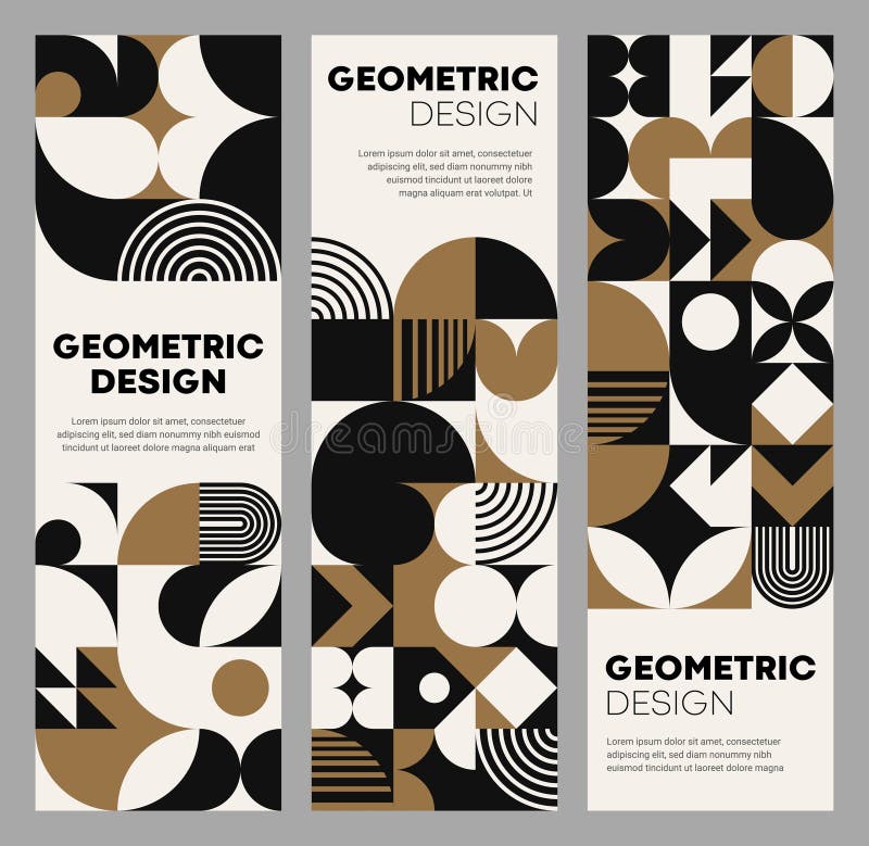 Modern Banners with Geometric Bauhaus Patterns Stock Vector ...