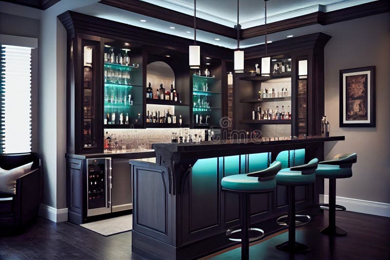 Modern Bar in the Basement. Generative AI, Generative, AI Stock ...