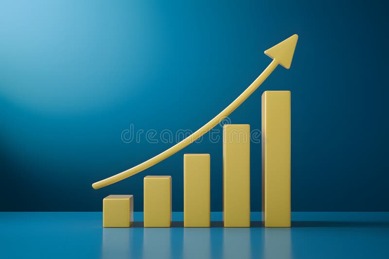 A Modern Bar Chart on a Blue Gradient Background Shows Growth and ...