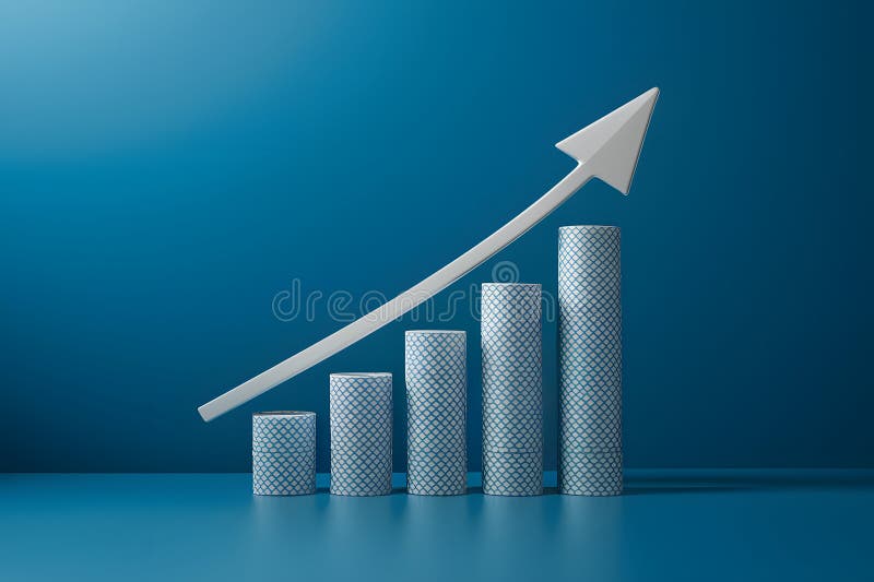 A Modern Bar Chart on a Blue Gradient Background Shows Growth and ...