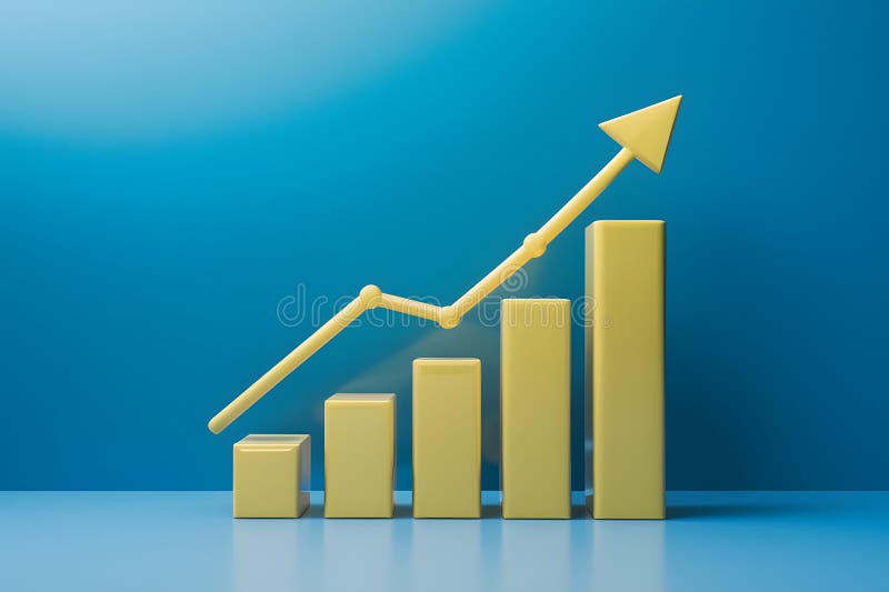 A Modern Bar Chart on a Blue Gradient Background Shows Growth and ...