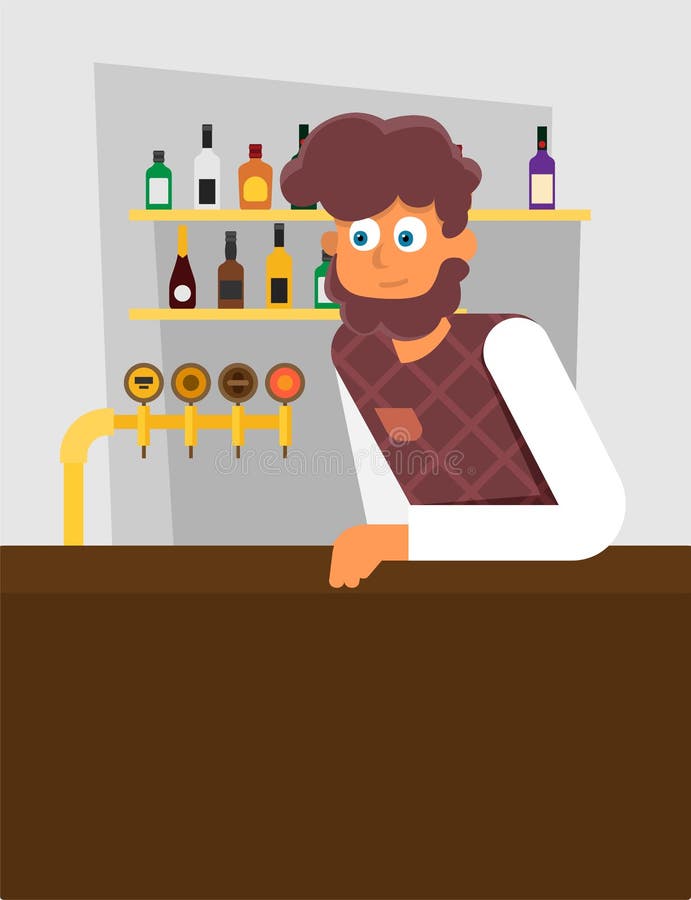 Modern Bar. Flat Vector Design with Barmen Stock Vector - Illustration ...