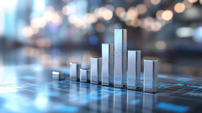 Modern Bar Graph Displayed on Digital Interface with Blur Effect ...