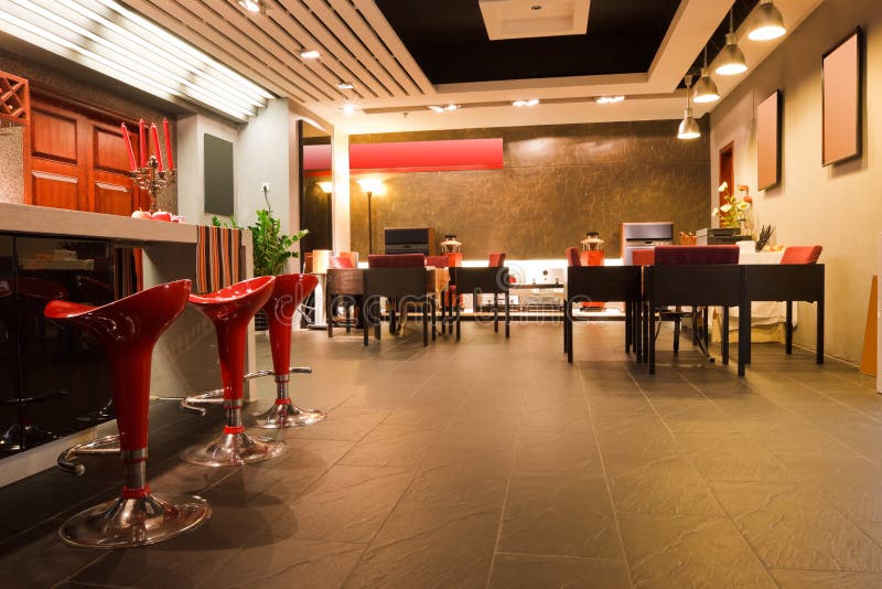 Modern Bar or Restaurant Interior Stock Photo - Image of chair, modern ...
