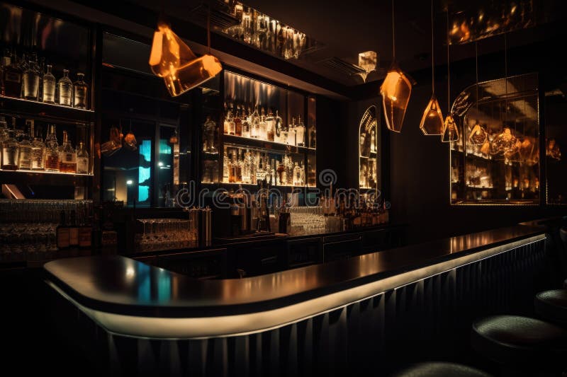 Modern Bar, with Unique Lighting Effects and Dramatic Shadows, Creating ...