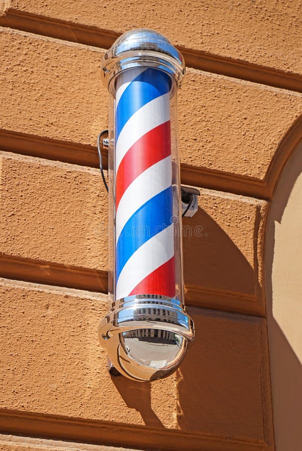 Modern Barber Shop Pole on the Wall Stock Image - Image of barbers ...