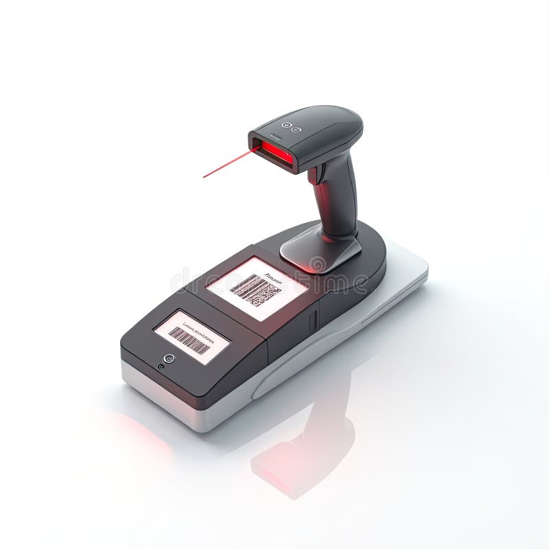 Modern Barcode Scanner with Red Laser Beam for Retail and Inventory ...