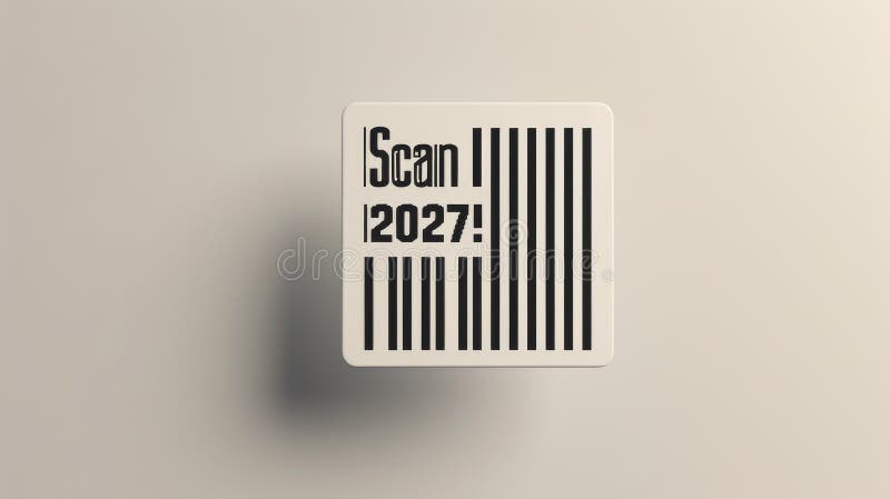 Modern Barcode Square Icon with "Scan 2027!" Text Stock Image - Image ...