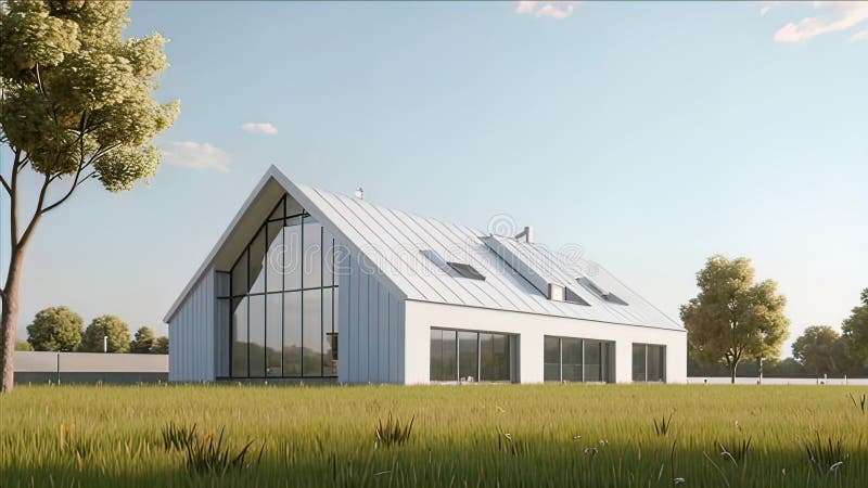 Modern Barn Style Building with Large Windows in Nature, Barhouse Style ...