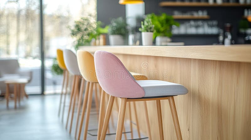 Modern Barstools in a Stylish Cafe Interior. Stock Photo - Image of ...