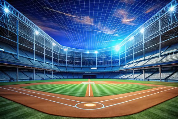 Modern Baseball Stadium Wireframe Design a Futuristic Architectural ...
