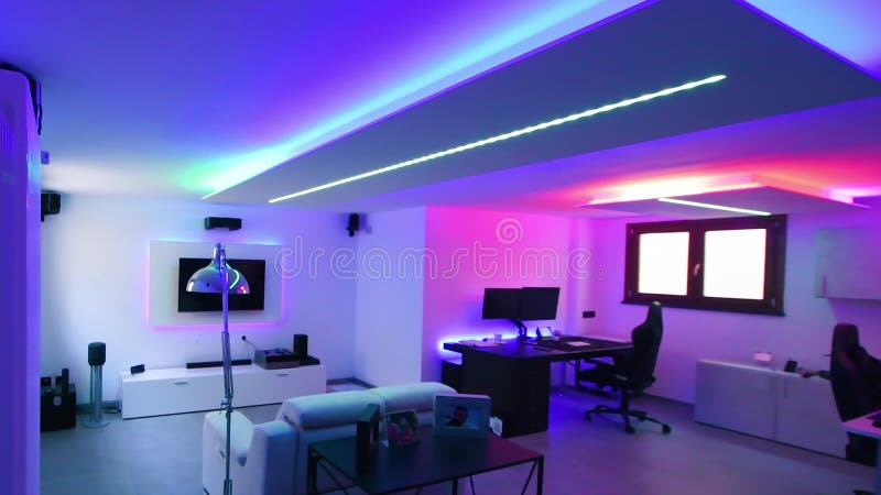 A Modern Basement Room with Led Lighting Coming from Plasterboard ...