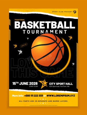 Basketball Tournament Poster Template Sample Text Stock Illustrations ...