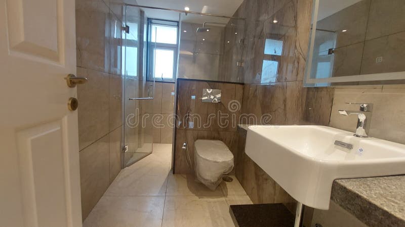 Modern Bath Room Fitting and Interior Works Stock Image - Image of ...