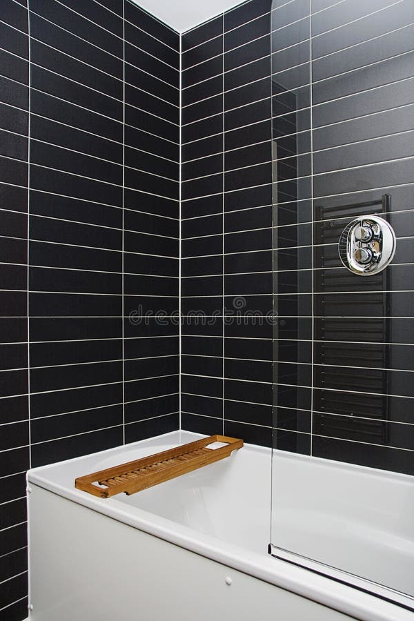Modern Bathroom with Corner Shower Stock Image - Image of luxury ...