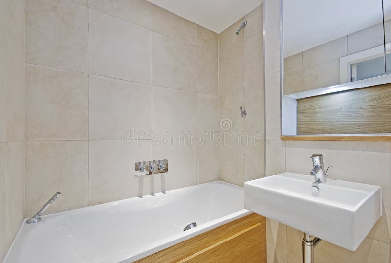 Modern Bathroom with Corner Shower Stock Image - Image of luxury ...