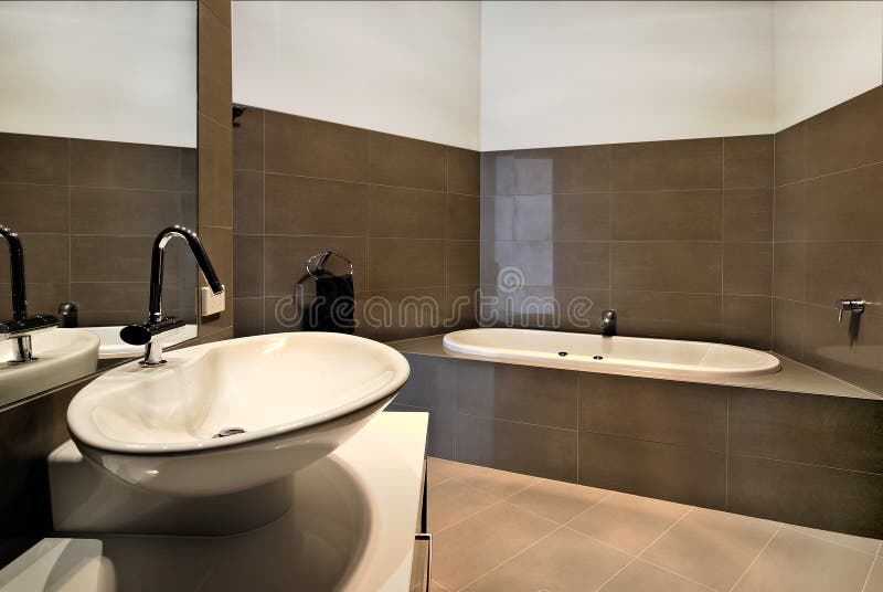 Custom Bathroom with Green Glass Countertops Stock Photo - Image of ...