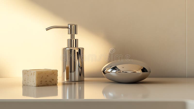 Modern Bathroom Accessories with Soap and Polished Soap Dish Stock ...