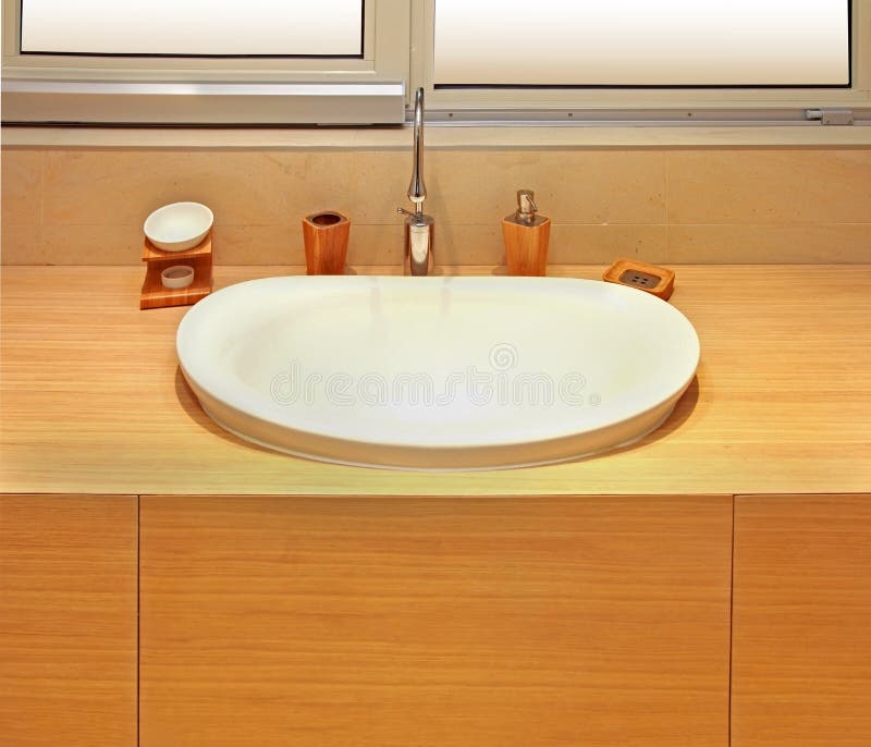 Modern bathroom basin stock photo. Image of wooden, contemporary - 39137948