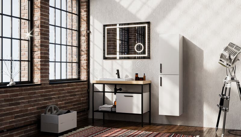 A Modern Bathroom Design. Home Catalog Drawing, 3D Rende Stock ...