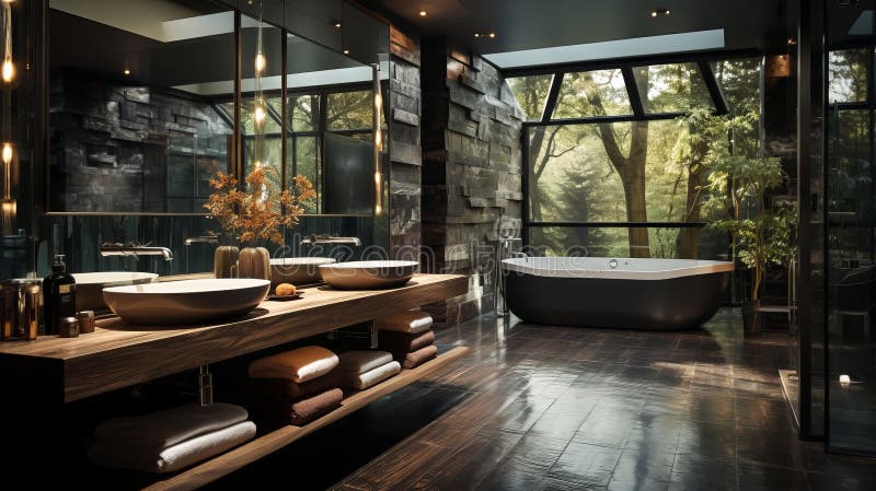 Modern Bathroom Design in a Restaurant. Generative AI. Stock ...