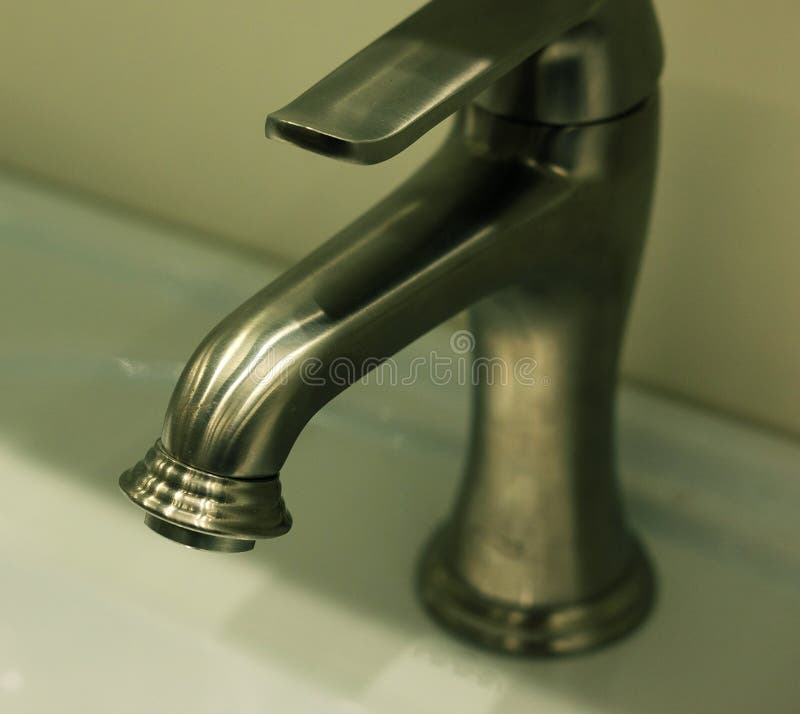 Modern Bathroom Faucet, Close Up Picture Stock Image - Image of drain ...