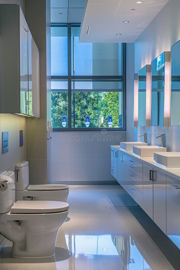 Sustainable High-Tech Bathroom Design with Touchless Faucets and Low ...