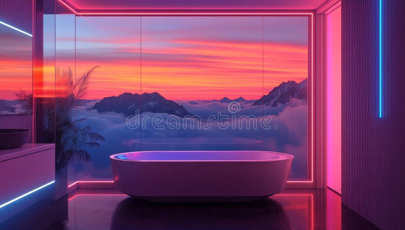 A Modern Bathroom Featuring a Big, Interactive Screen that Displays ...