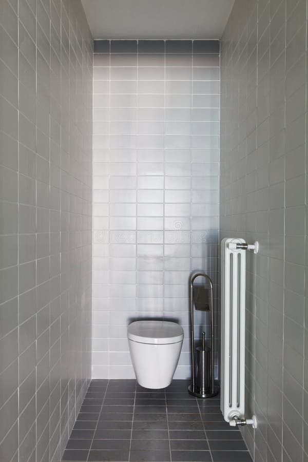 Interior Wc. Front View. Tile Stock Photo - Image of indoor, modern ...