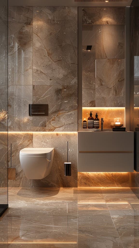 A Modern Bathroom with a Half-tile Wall, Blending Contemporary Design ...