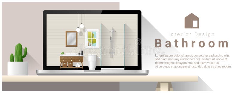 Modern Bathroom Interior Design Background Stock Vector - Illustration ...