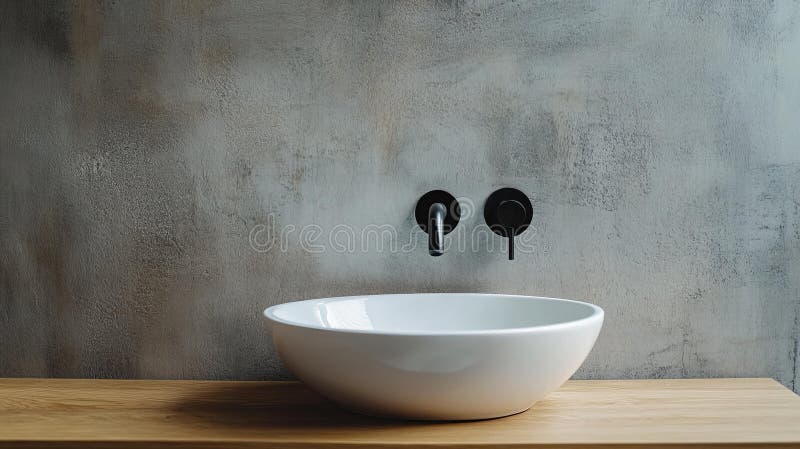 Modern Bathroom Interior Design: Sink and Concrete Wall Texture Stock ...