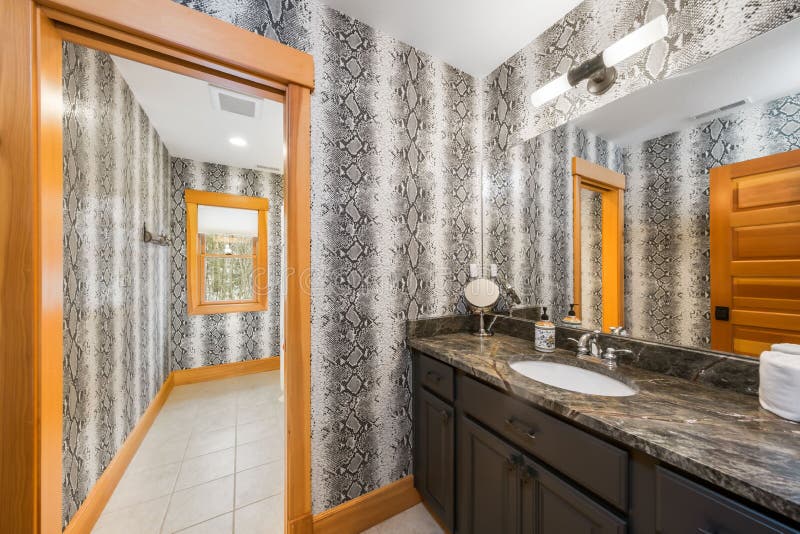Modern Bathroom Interior Design with a Snake Skin Pattern. Custom-built ...