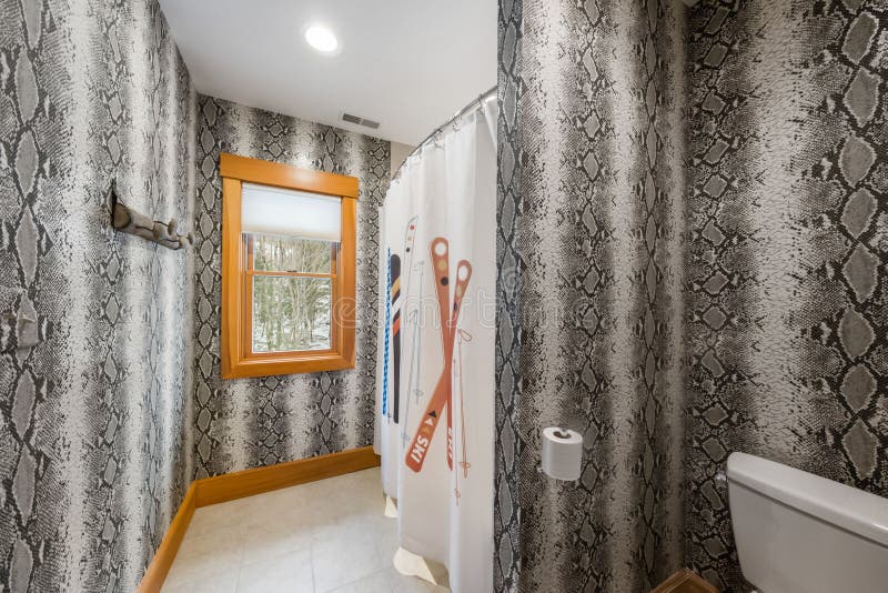 Modern Bathroom Interior Design with a Snake Skin Pattern. Custom-built ...