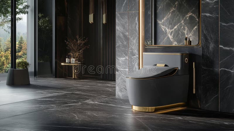Modern Bathroom Interior Featuring a Sleek Toilet Design with Elegant ...