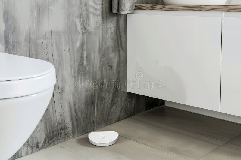 Modern Bathroom Interior with Smart Water Sensor for Flood Detection ...