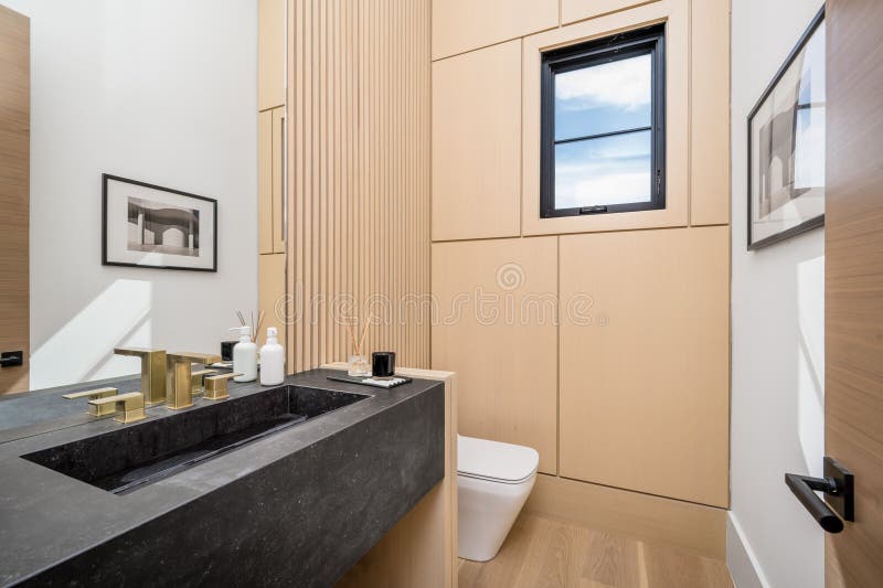 Modern Bathroom Interior with a Window on the Left Side Editorial ...