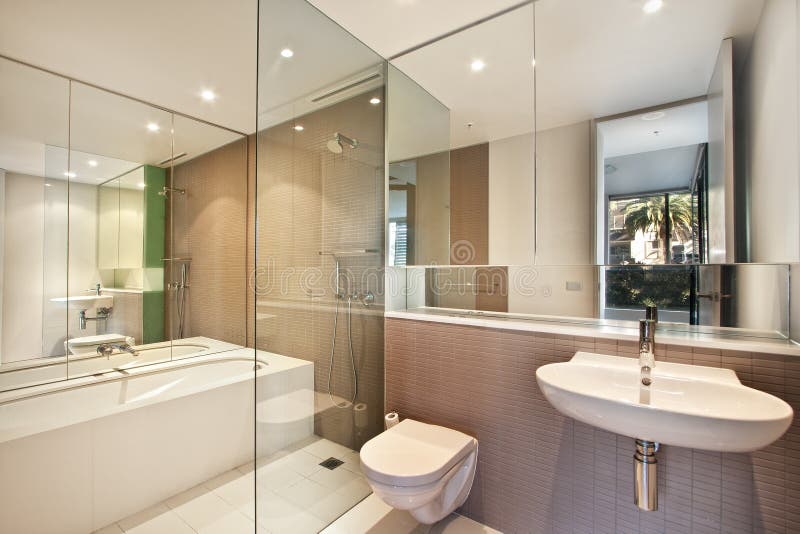Modern Bathroom in Luxury Apartment Stock Photo - Image of apartment ...