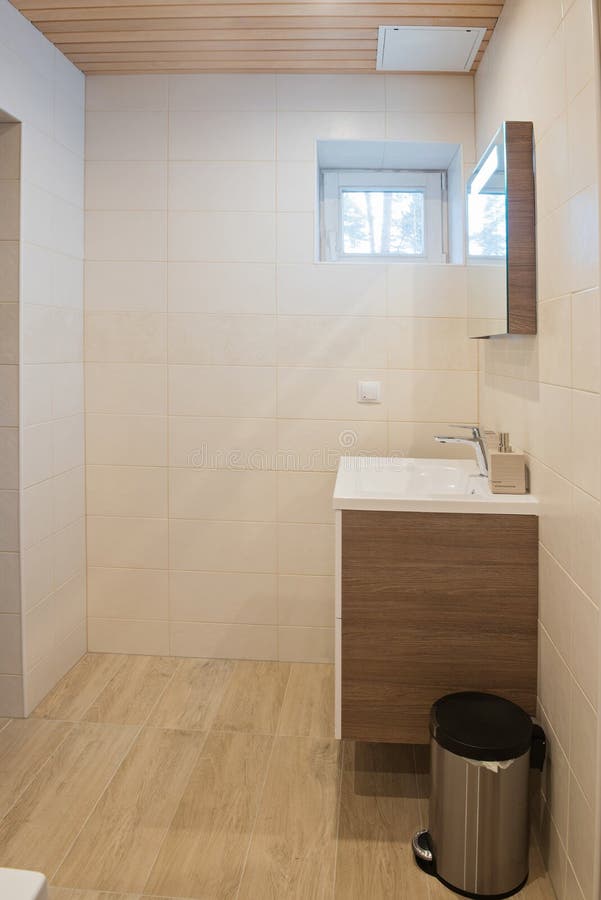 Modern Bathroom in Luxury Apartment Stock Photo - Image of decor, basin ...