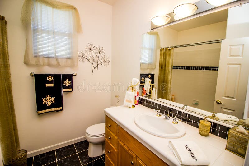 Modern Bathroom with Mirror and Shower Editorial Photo - Image of ...