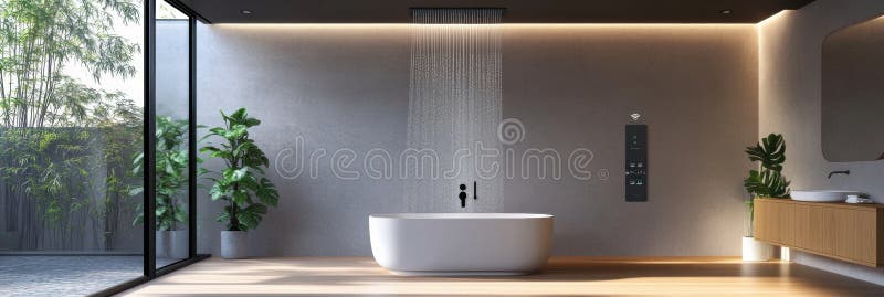 This Modern Bathroom Showcases a Smart Shower System Paired with a ...