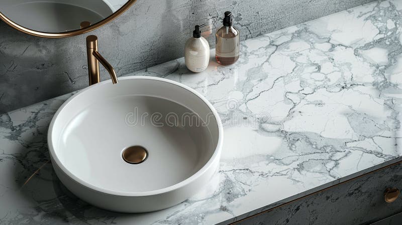 Modern Bathroom Sink with Marble Counter Top Stock Photo - Image of ...