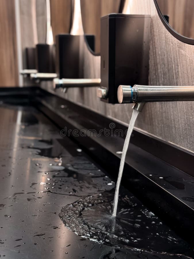 Modern Bathroom Sink with Running Water and Automatic Soap Dispensers ...